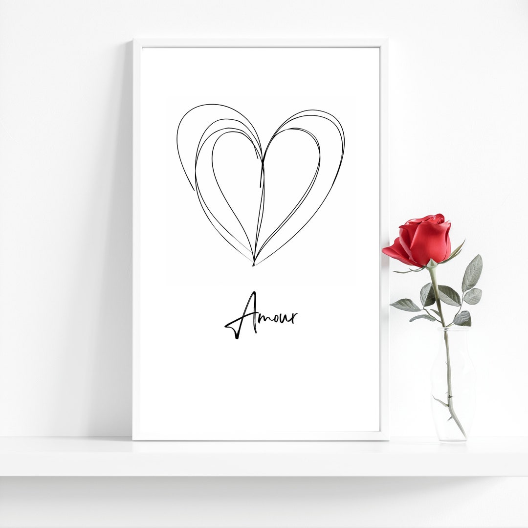 Amour, Love Quote, Minimalist Printable Wall Art, Home Poster ...