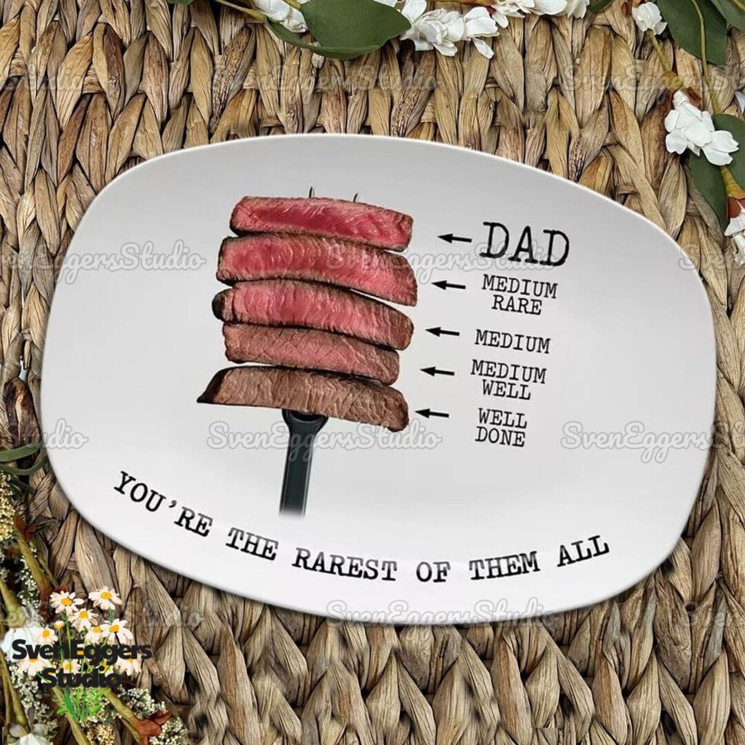 Personalized Fathers Day Grilling Resin Plate, Funny Dad Steak Doneness ...