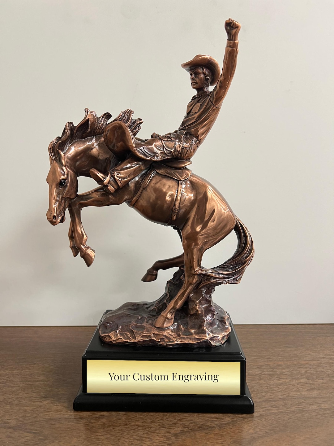 Cowboy Riding Horse Trophy With Custom Engraving – Western Cowboy Award ...