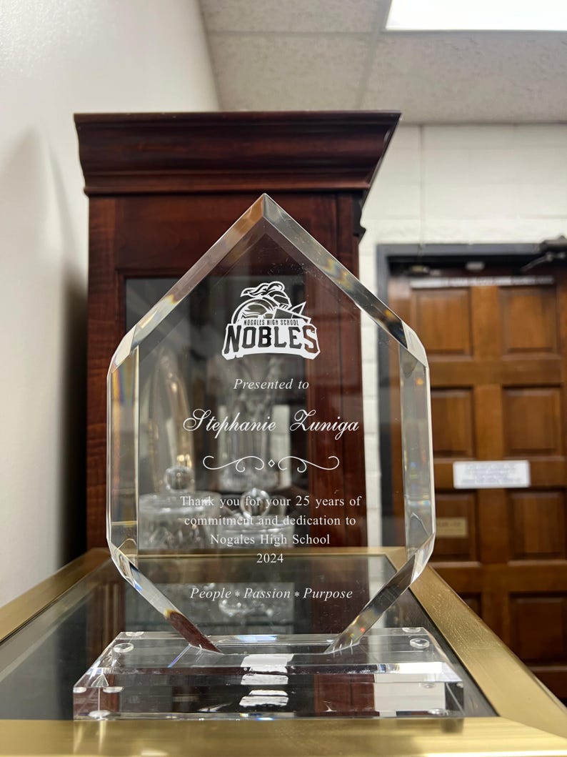 Personalized Victory Acrylic Award With Obsidian | Unique Retirement ...