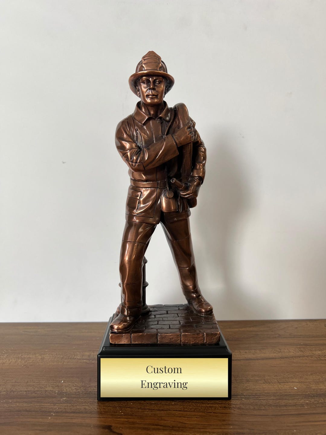 Custom Bronze Fireman Trophy - Brave Firefighter Award - Personalized ...