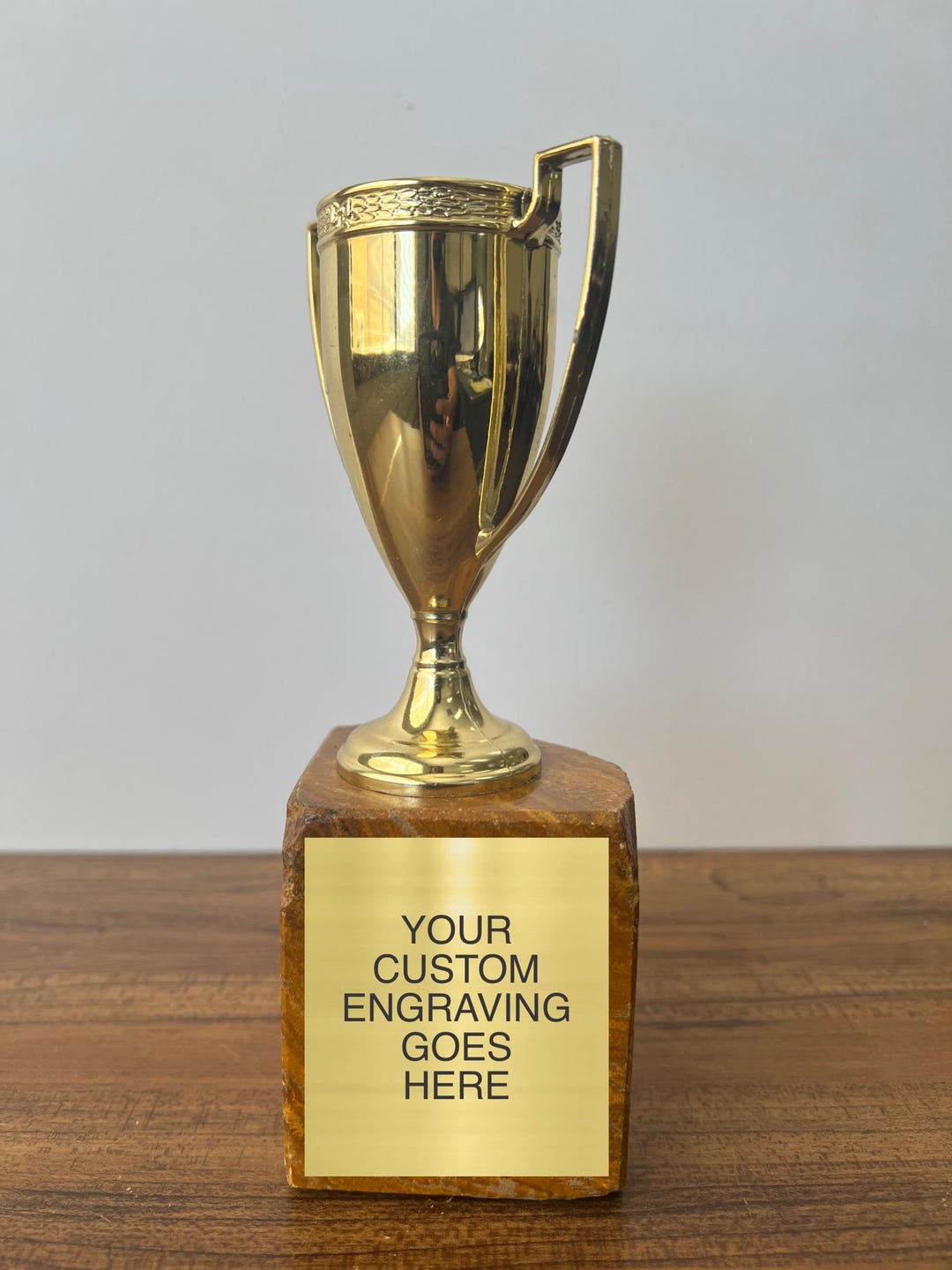 Gold 1st Place Trophy Cup on Stone Base With Engraved Plate Perfect ...