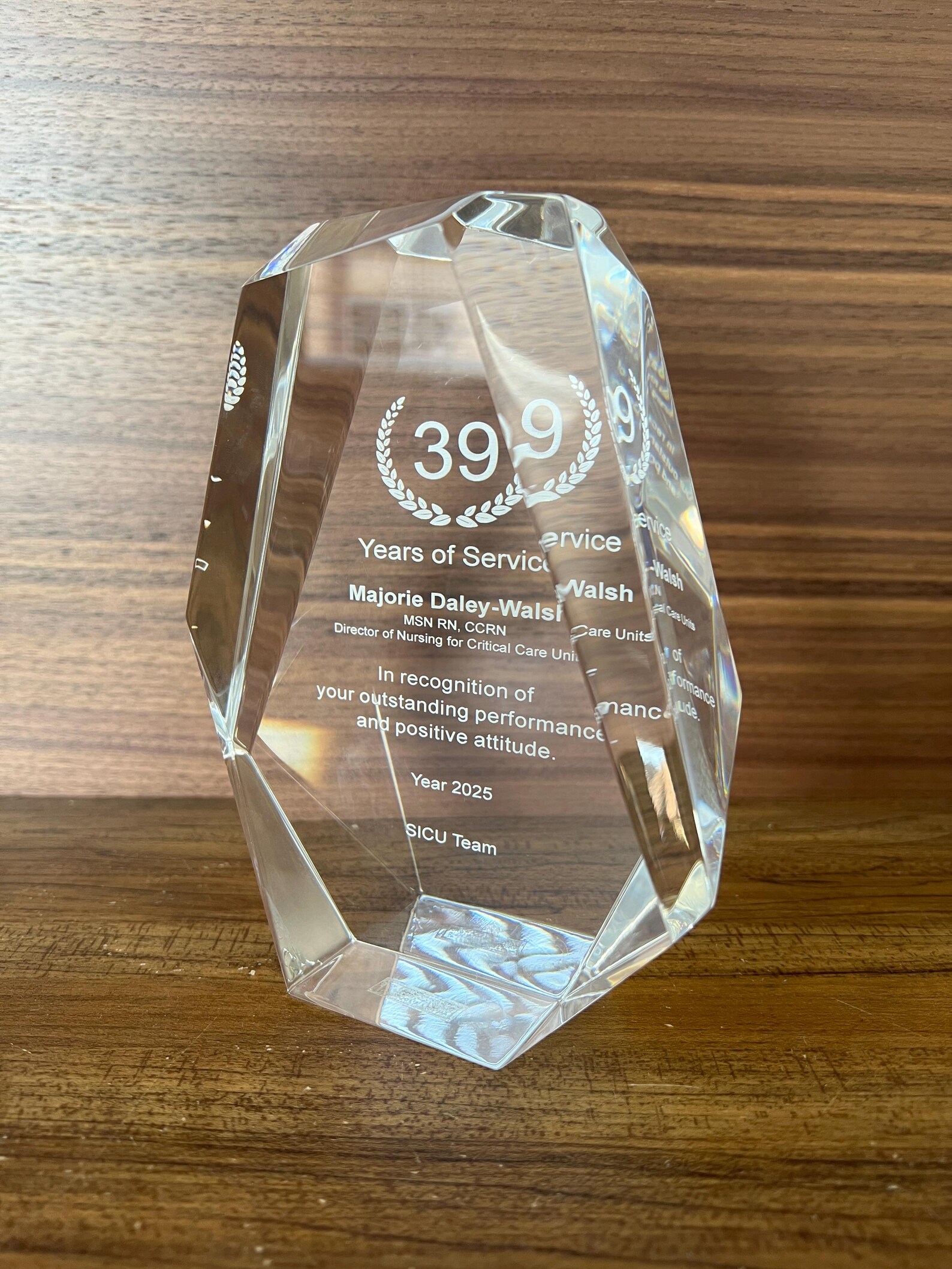 Custom Years of Service Wreath Jewel Award – Engraved Acrylic Trophy ...