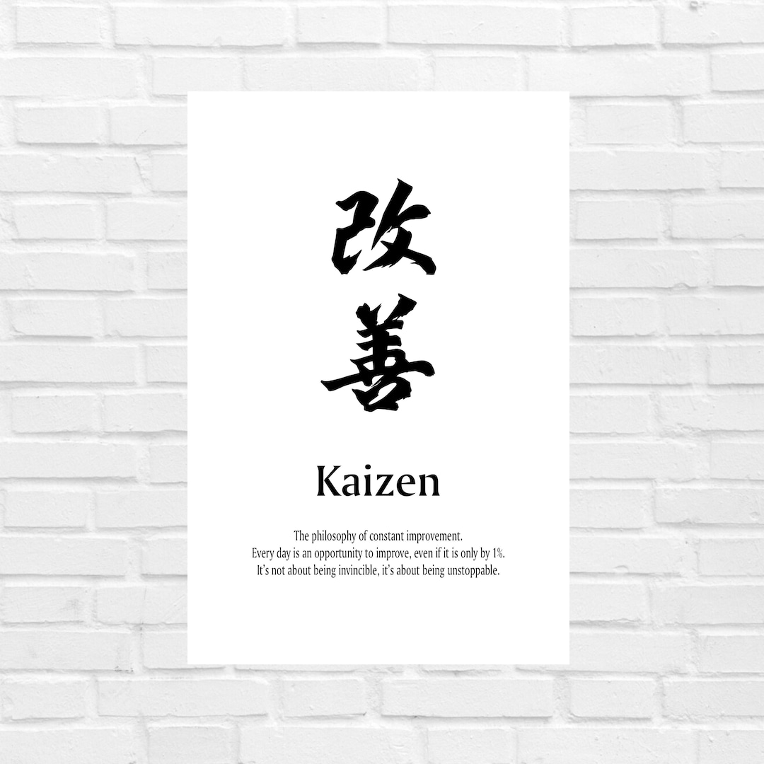 Kaizen Sign With Japanese Writing & Meaning - Motivational Office Decor ...