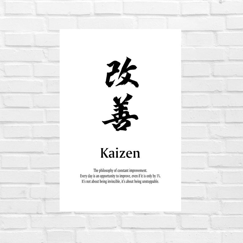 Kaizen Sign With Japanese Writing & Meaning - Motivational Office Decor ...