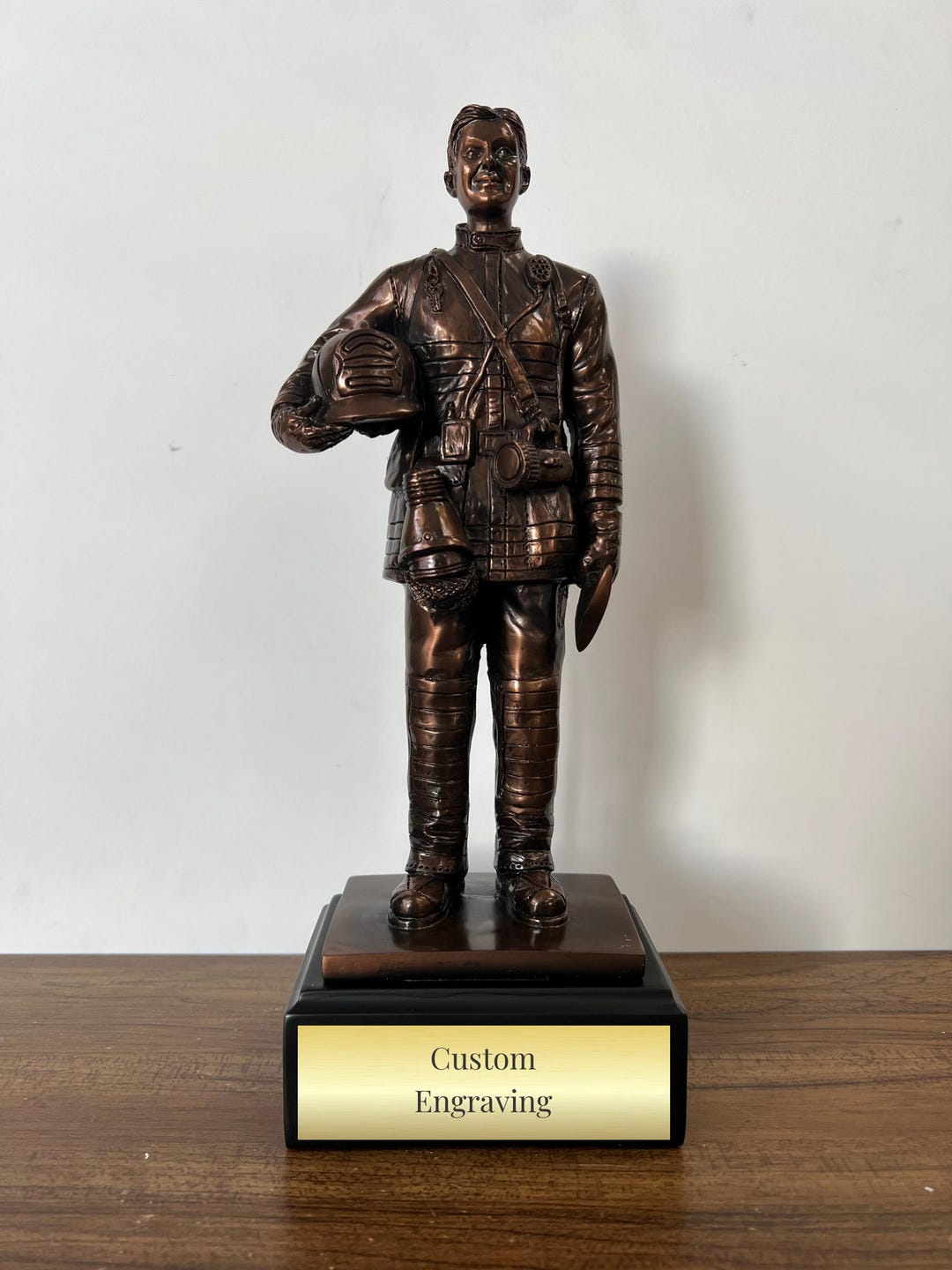 Custom Bronze Woman Fireman Trophy - Brave Female Firefighter Award ...