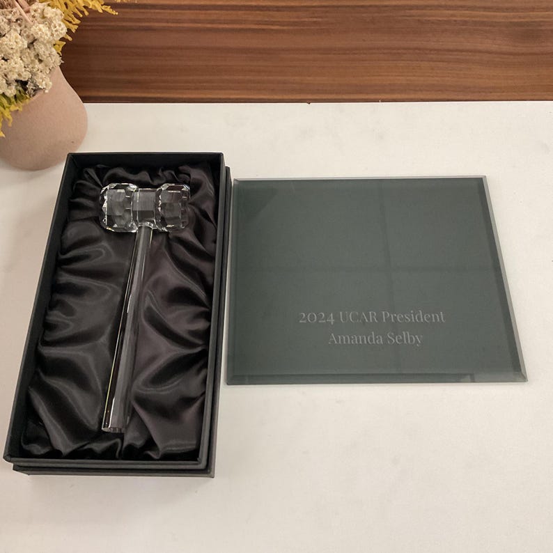 Custom Engraved Crystal Gavel Plaque Perfect Gift for Retired Judges ...