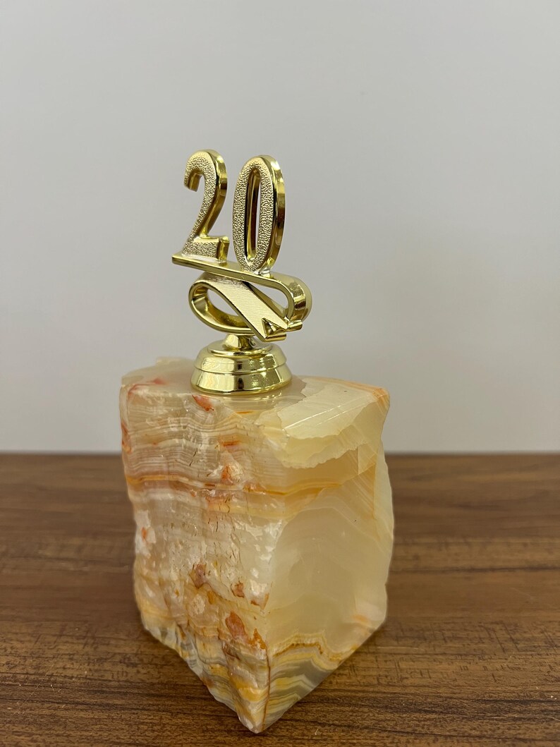 20-year Anniversary Trophy With Stone Base Custom Engraved Plaque ...