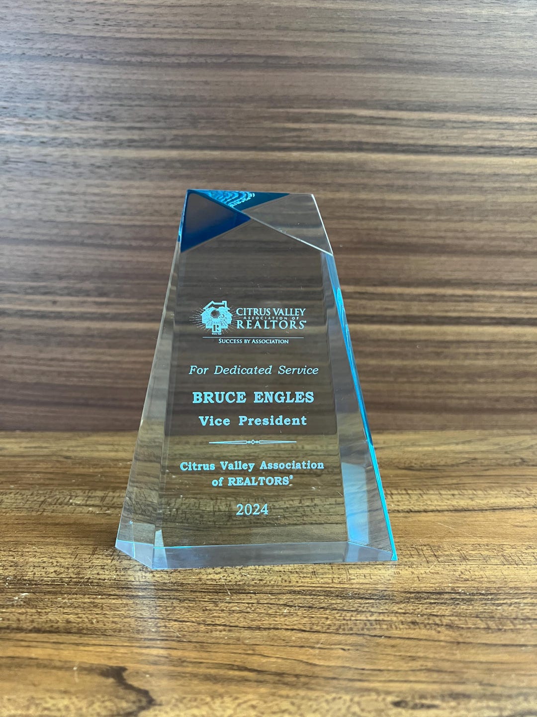 Dedicated Service Award – Blue Tint Pinnacle Trophy – Custom Engraved ...