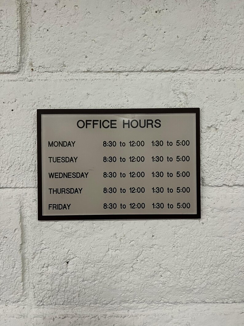 Customizable Office Hours Sign | Monday-sunday | Personalized Business ...