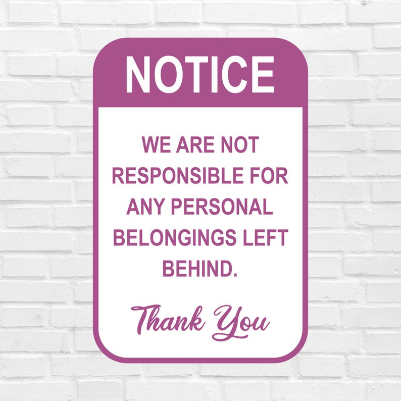 Customizable 'not Responsible' Sign – Stylish Office or Gym Reminder - Etsy
