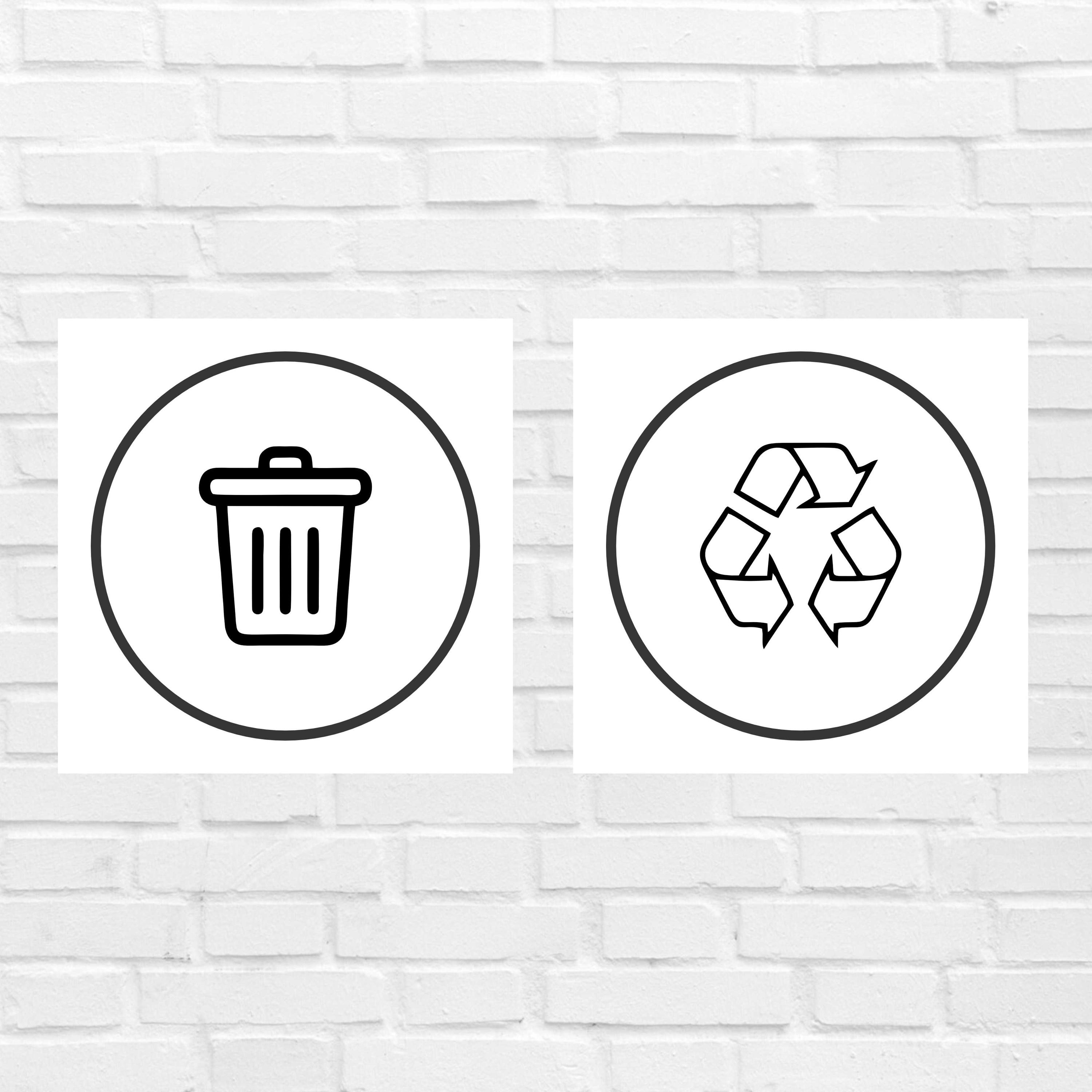 Trash and Recycling Symbol Sign Perfect for Restaurants or Cafes ...