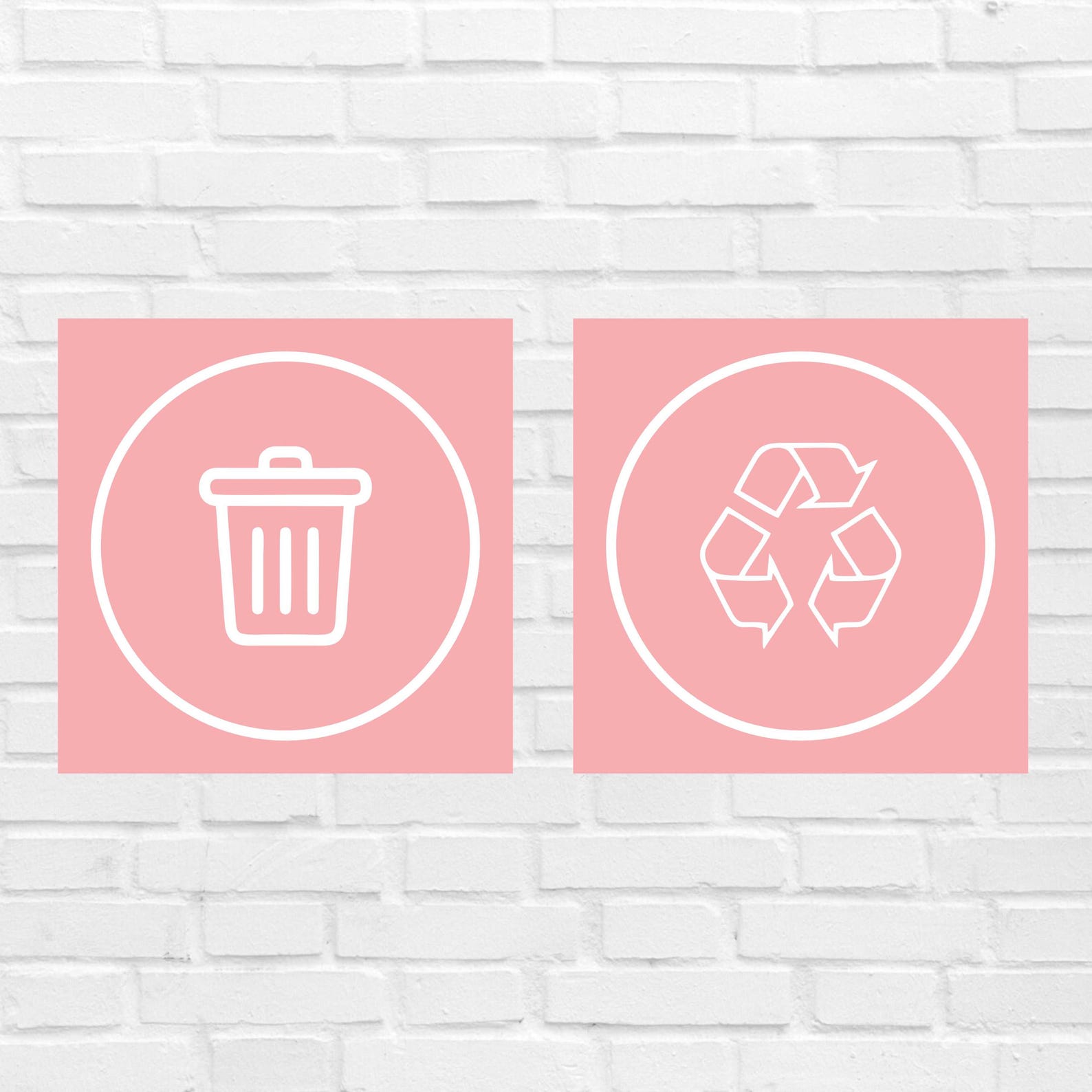 Trash and Recycling Symbol Sign – Perfect for Restaurants or Cafes ...