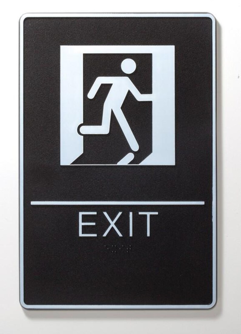 ADA Compliant Exit Sign With Braille – Tactile Safety Sign – High ...