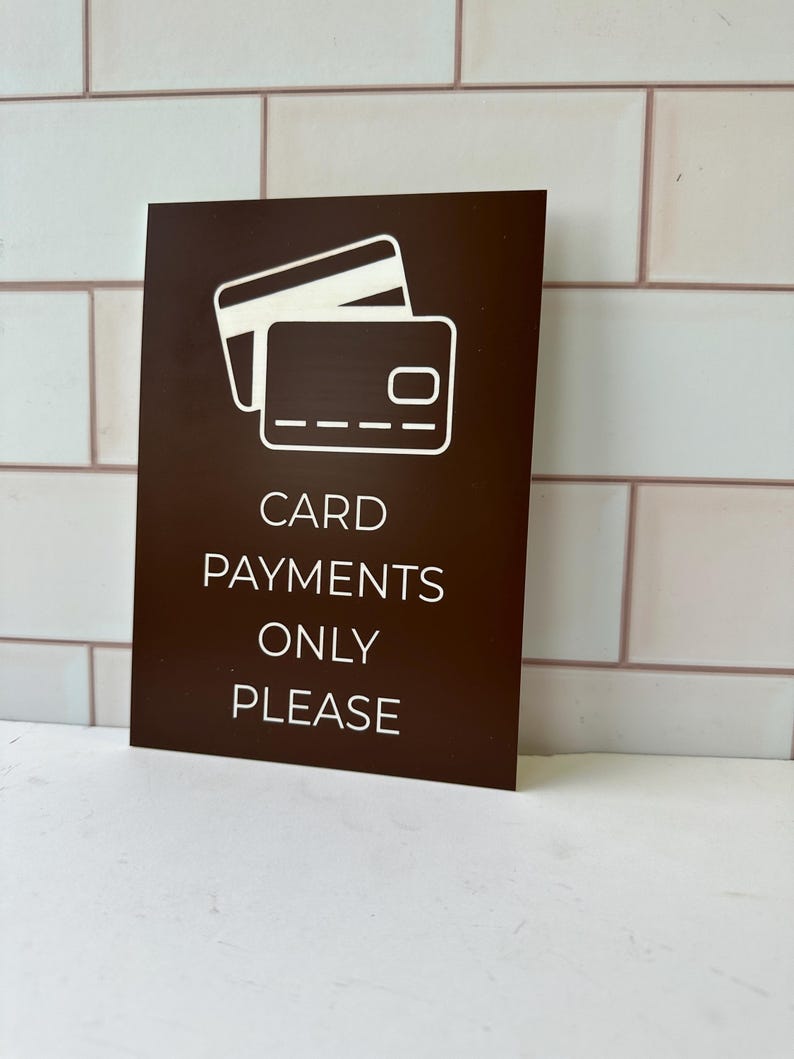Card Payments Only Sign for Small Business - Modern Acrylic Display ...
