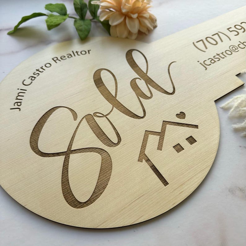 Round Custom Real Estate Sold Key Sign | Personalized Realtor | 'we ...