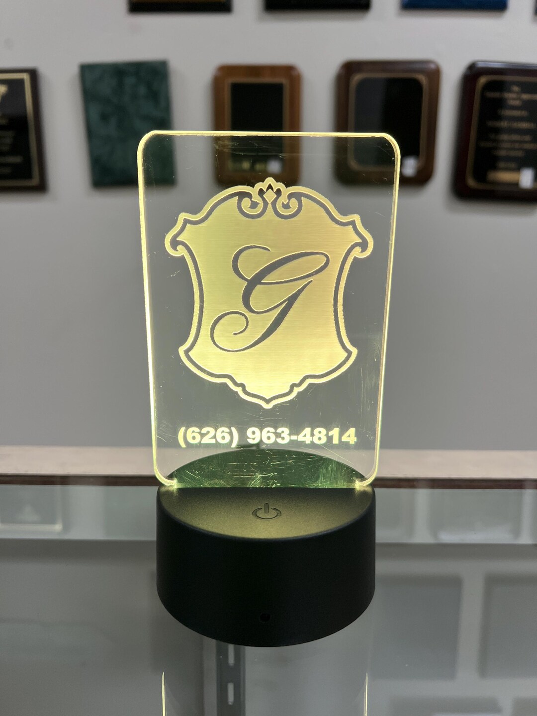 Custom Engraved LED Business Logo Light Sign - Personalized Logo Stand ...