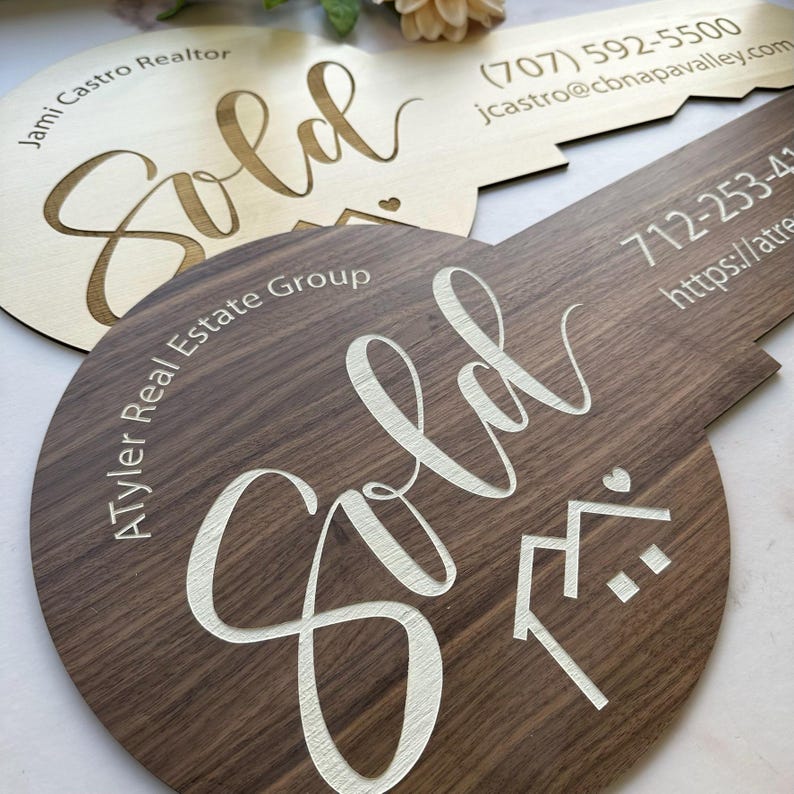 Round Custom Real Estate Sold Key Sign | Personalized Realtor | 'we ...
