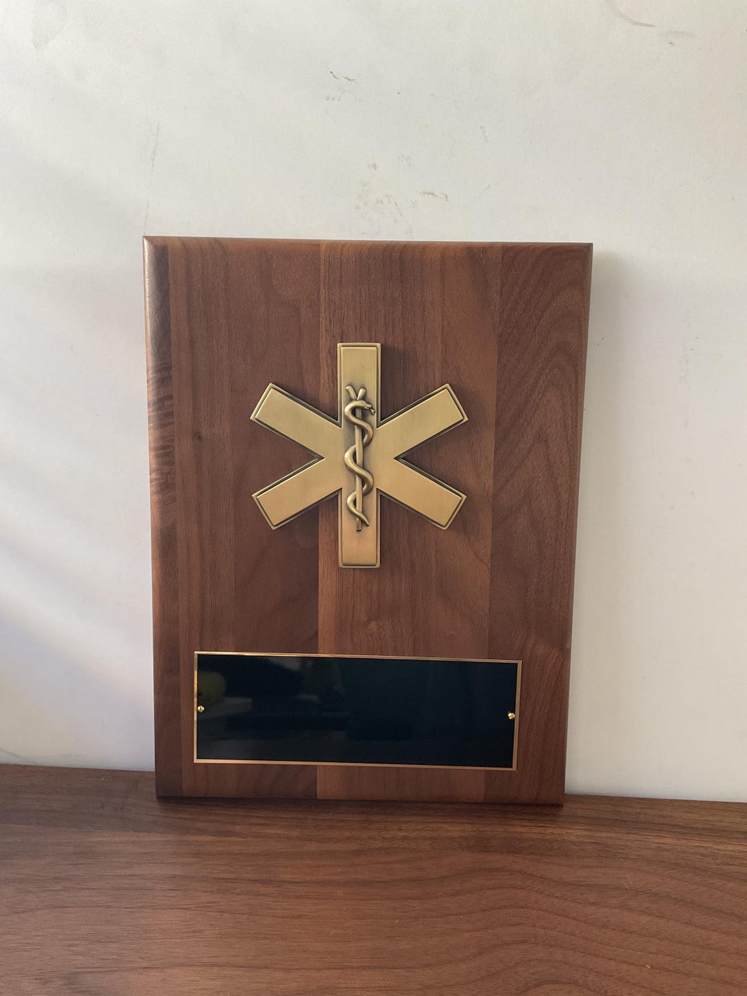 Custom Engraved Gold EMT Star of Life Plaque - 9" X 12" Personalized ...