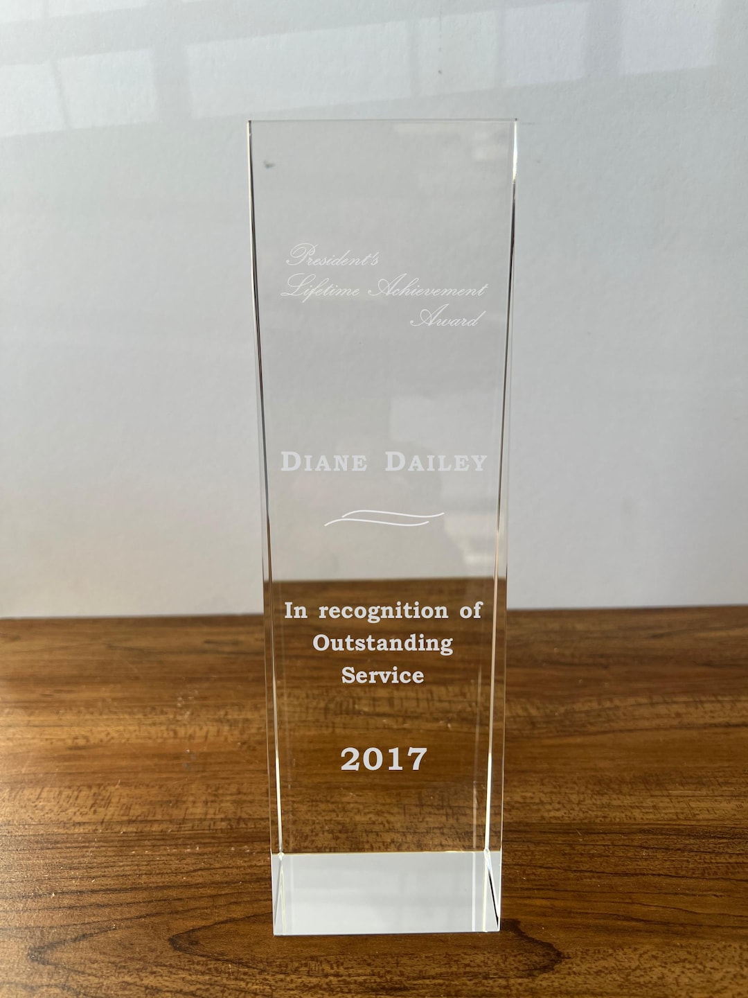 Crystal Rectangle Lifetime Achievement Award – Premium Engraved Glass ...