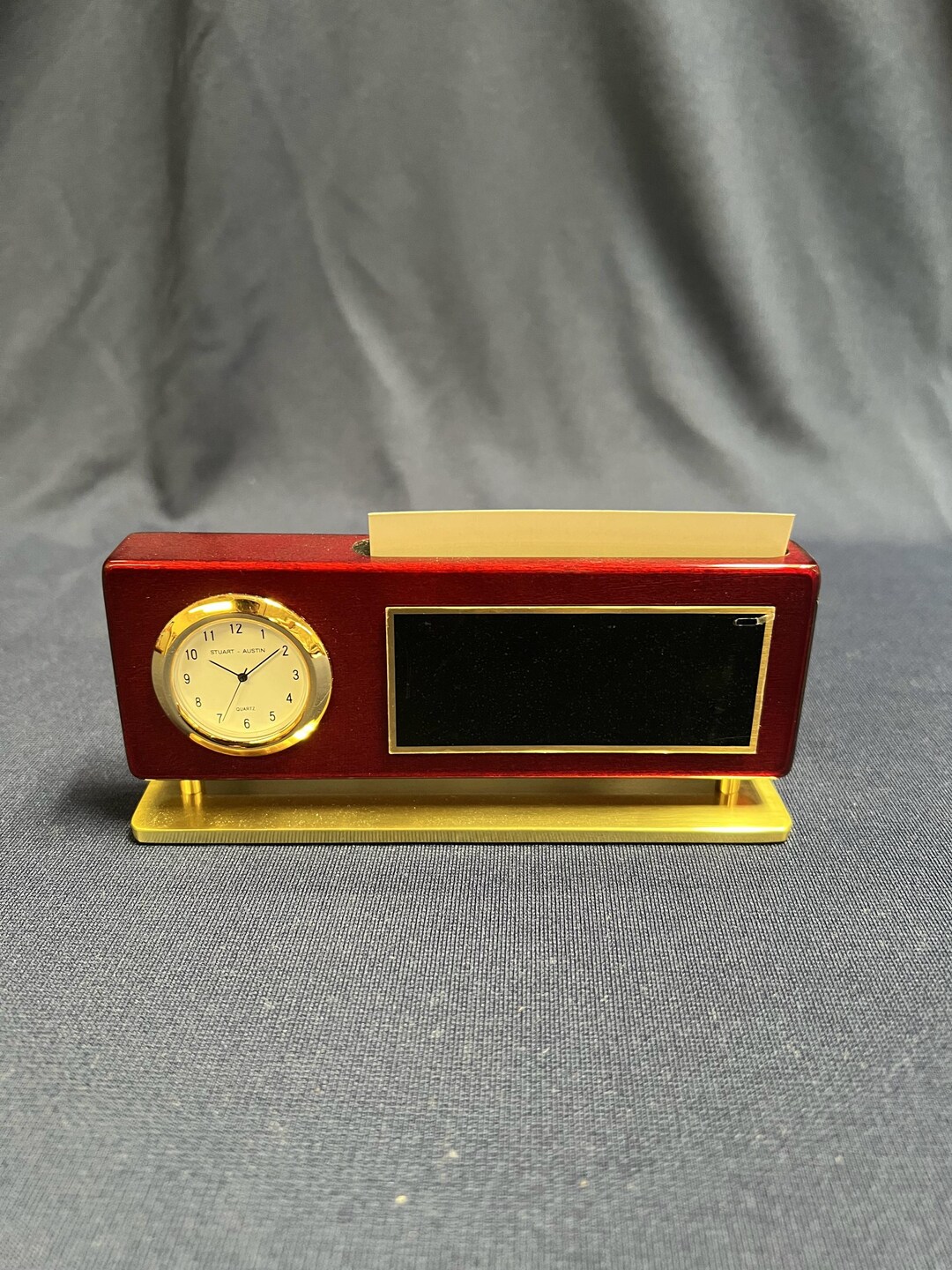 Custom Engraved Rosewood Finish Clock & Business Card Holder - Stylish ...