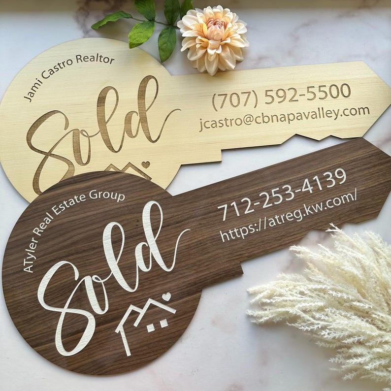 Round Custom Real Estate Sold Key Sign | Personalized Realtor | 'we ...