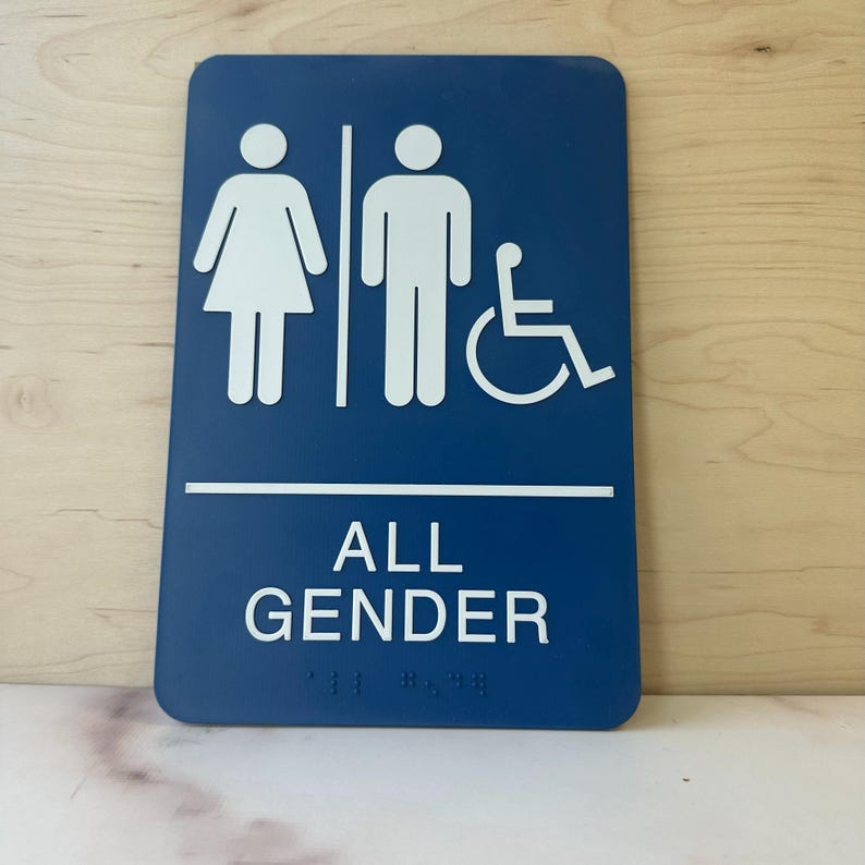 All Gender Restroom Sign - ADA Compliant Standard Restroom Sign - Etsy