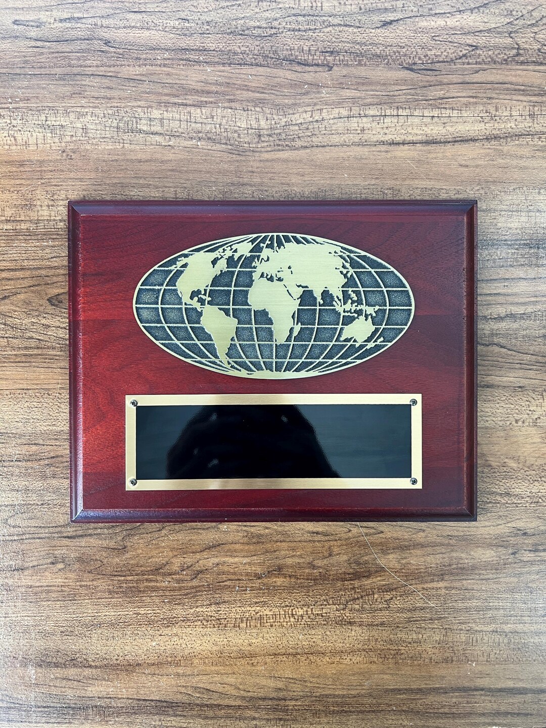 Elegant Red Wood World Map Plaque - Handcrafted Wall Art, Perfect for ...