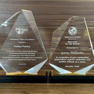 Personalized Diamond Acrylic Award | Custom Engraved Corporate Plaque ...