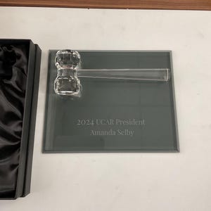 Custom Engraved Crystal Gavel Plaque Perfect Gift for Retired Judges ...