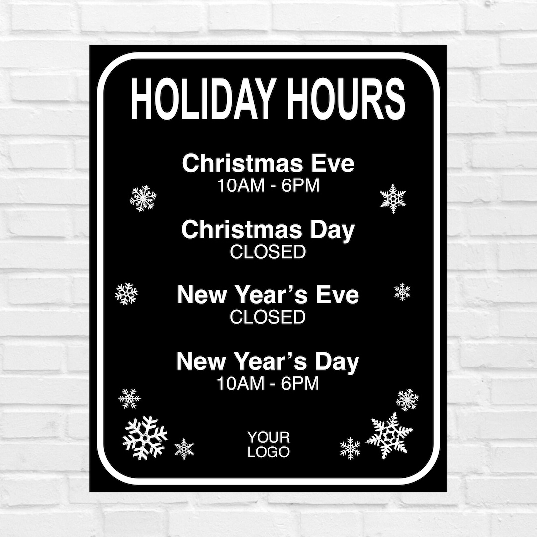 Custom Holiday Hours Sign With Logo – Personalized Business Hours Board – Perfect for Shops ...