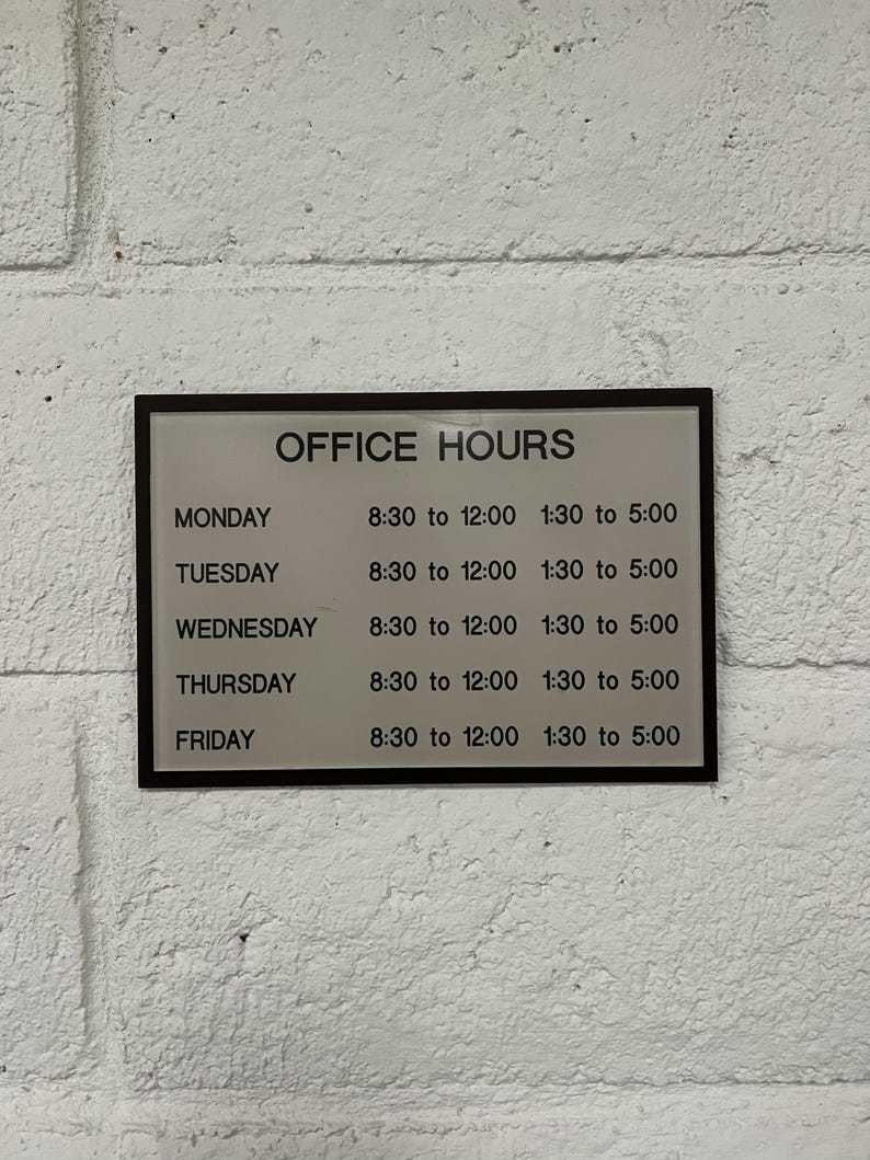 Customizable Office Hours Sign | Monday-sunday | Personalized Business ...