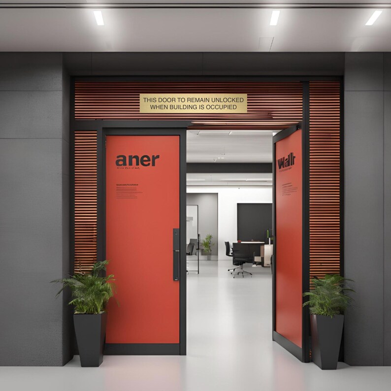 Essential Business Sign: 'this Door to Remain Unlocked When Building is ...