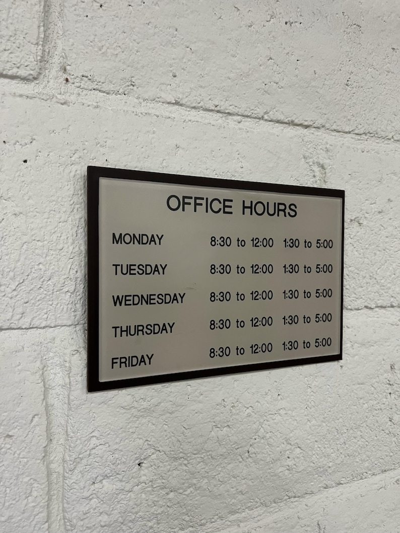 Customizable Office Hours Sign | Monday-sunday | Personalized Business ...