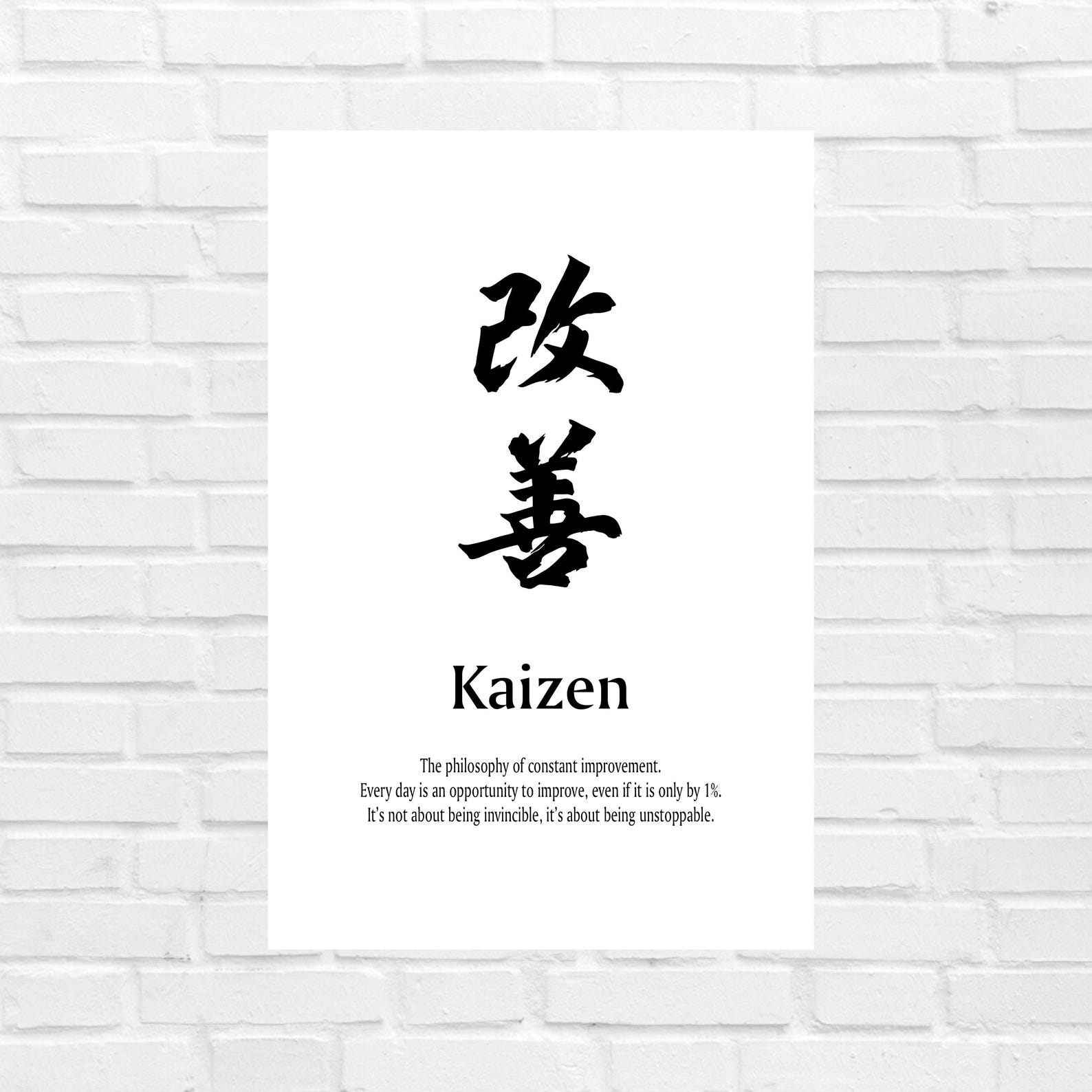 Kaizen Sign With Japanese Writing & Meaning - Motivational Office Decor ...