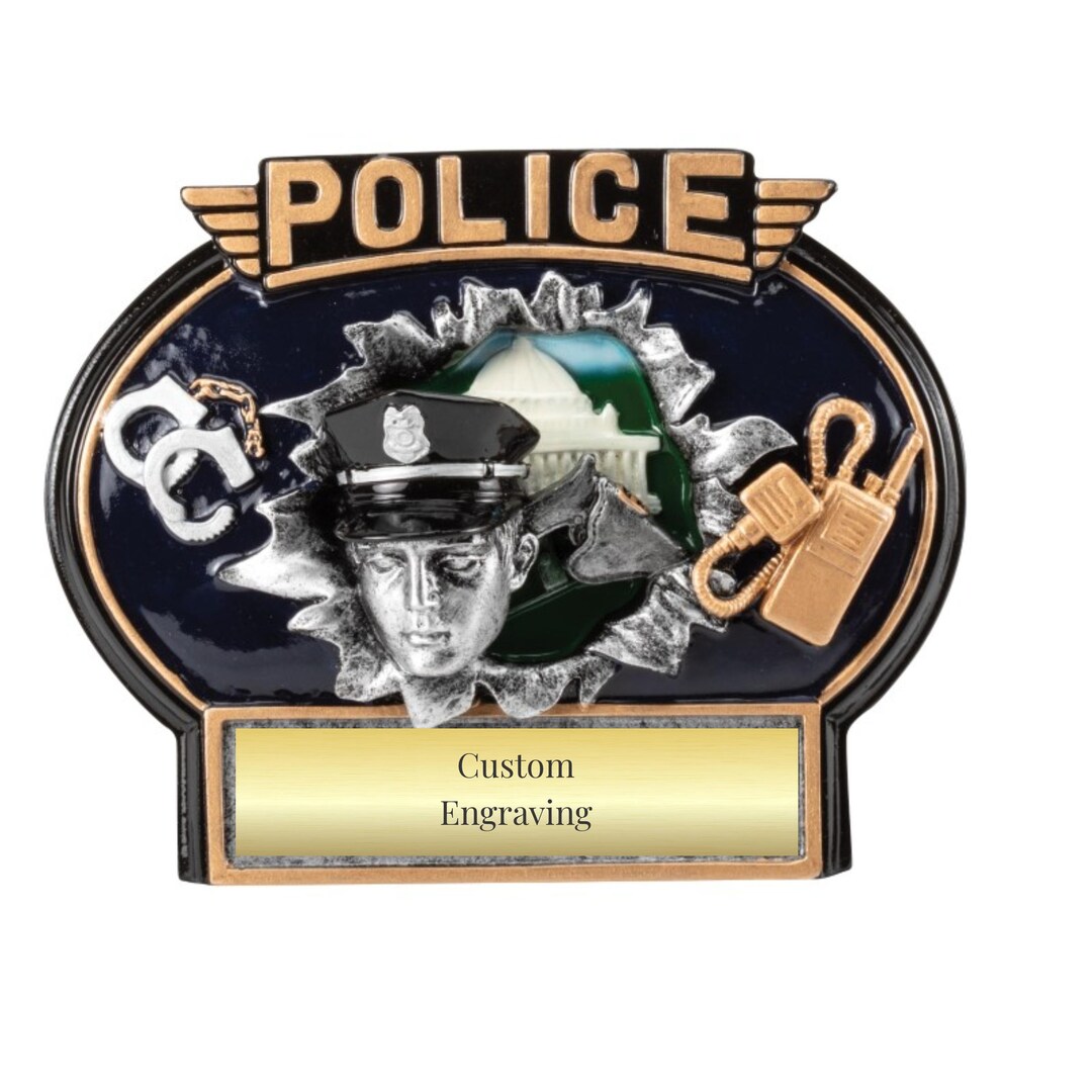 Police Appreciation Plaque – Custom Engraved Color Resin Award for ...