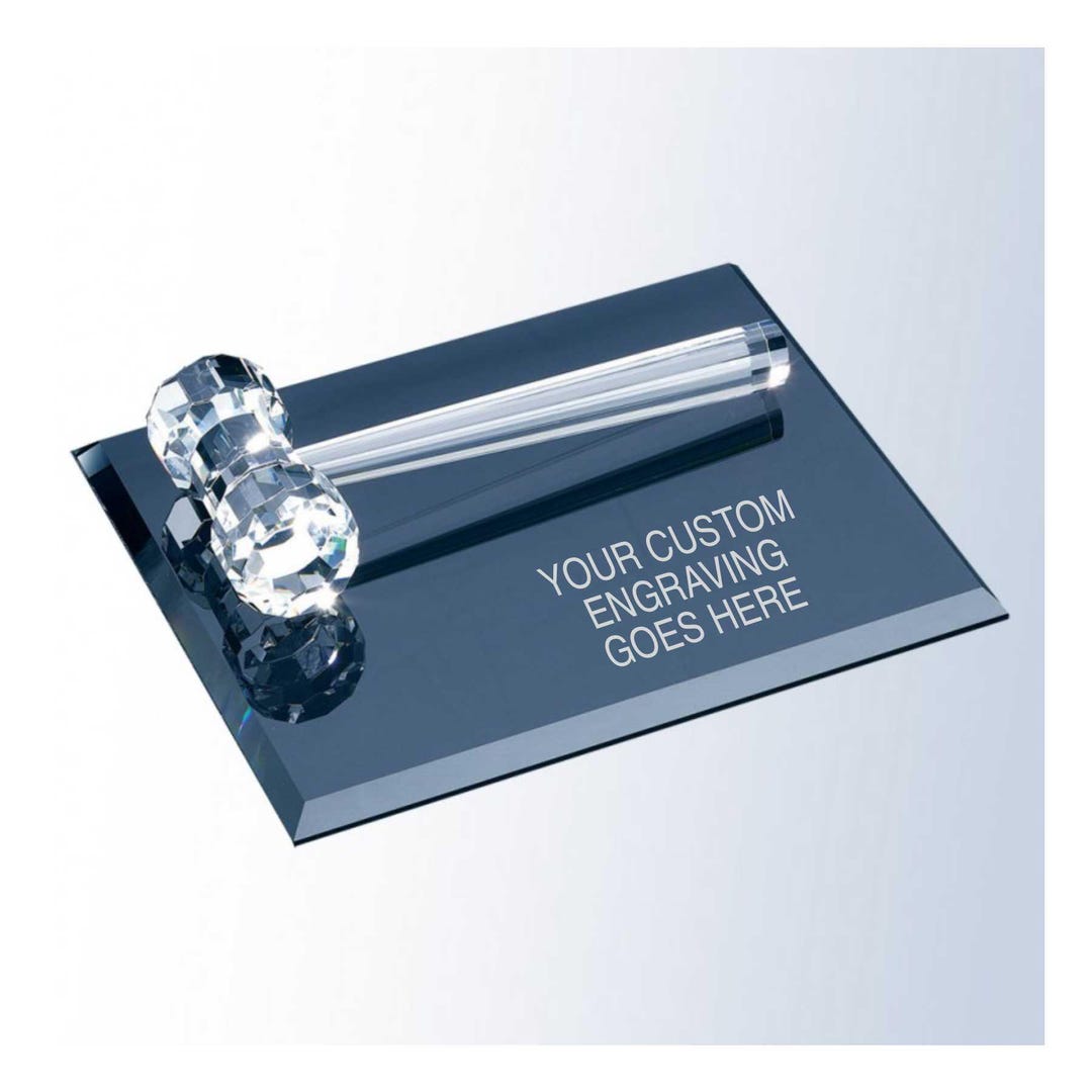 Custom Engraved Crystal Gavel Plaque Perfect Gift for Retired Judges ...