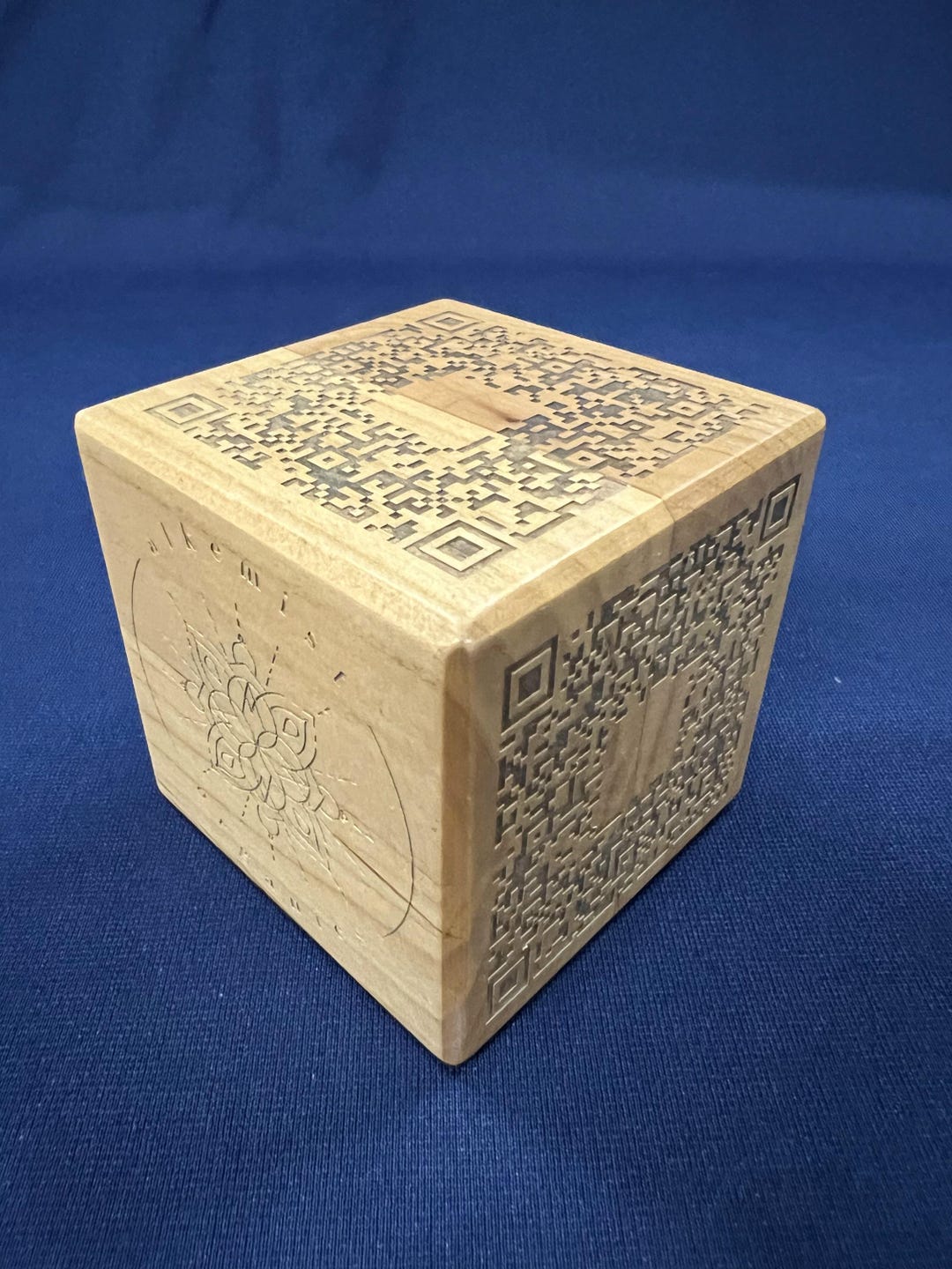 Custom Wooden Engraved QR Code Cube - Unique Logo Display for Business ...