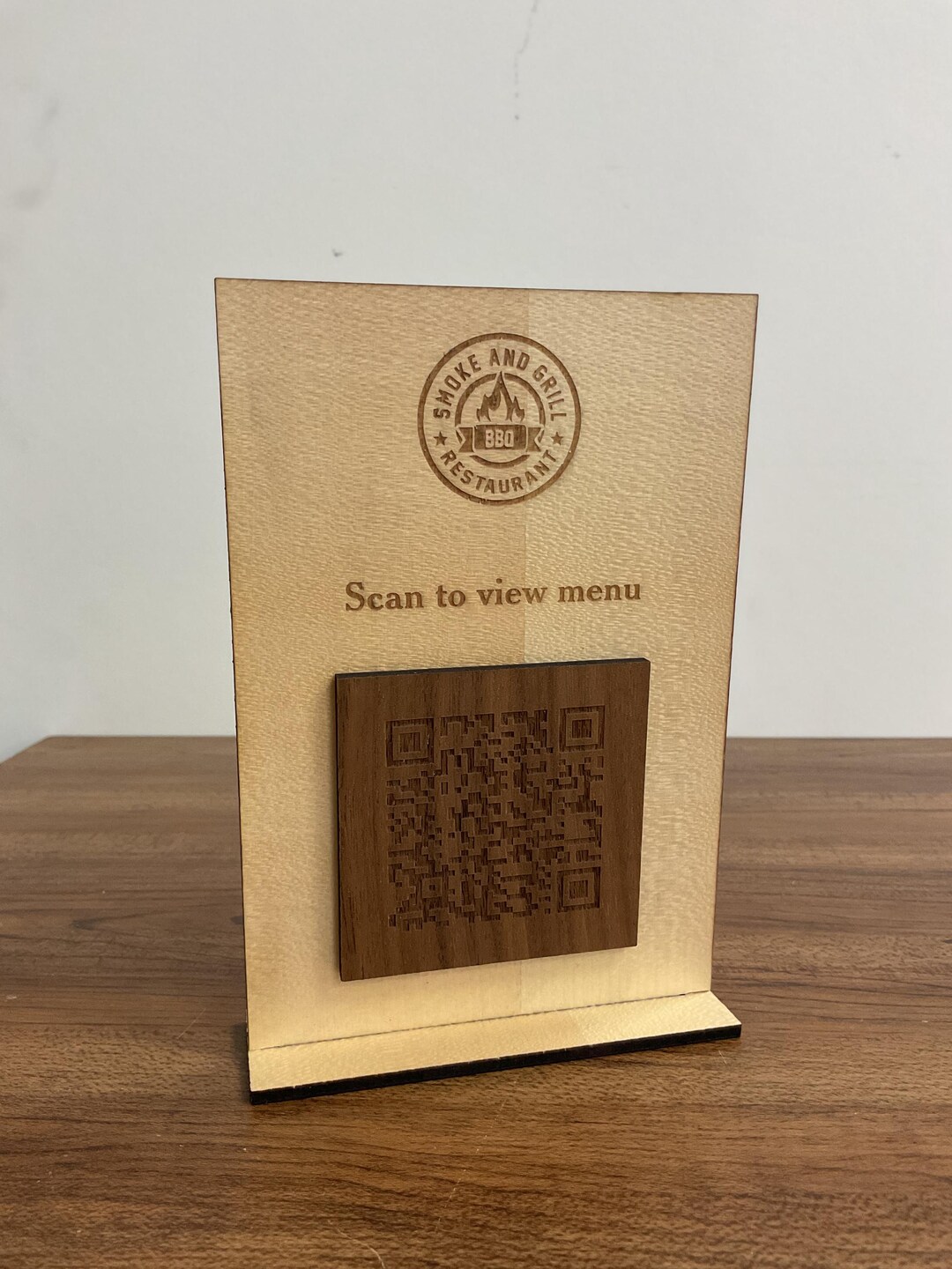 Custom Wooden QR Code Stand – Double-sided Display for Scan-to-pay ...