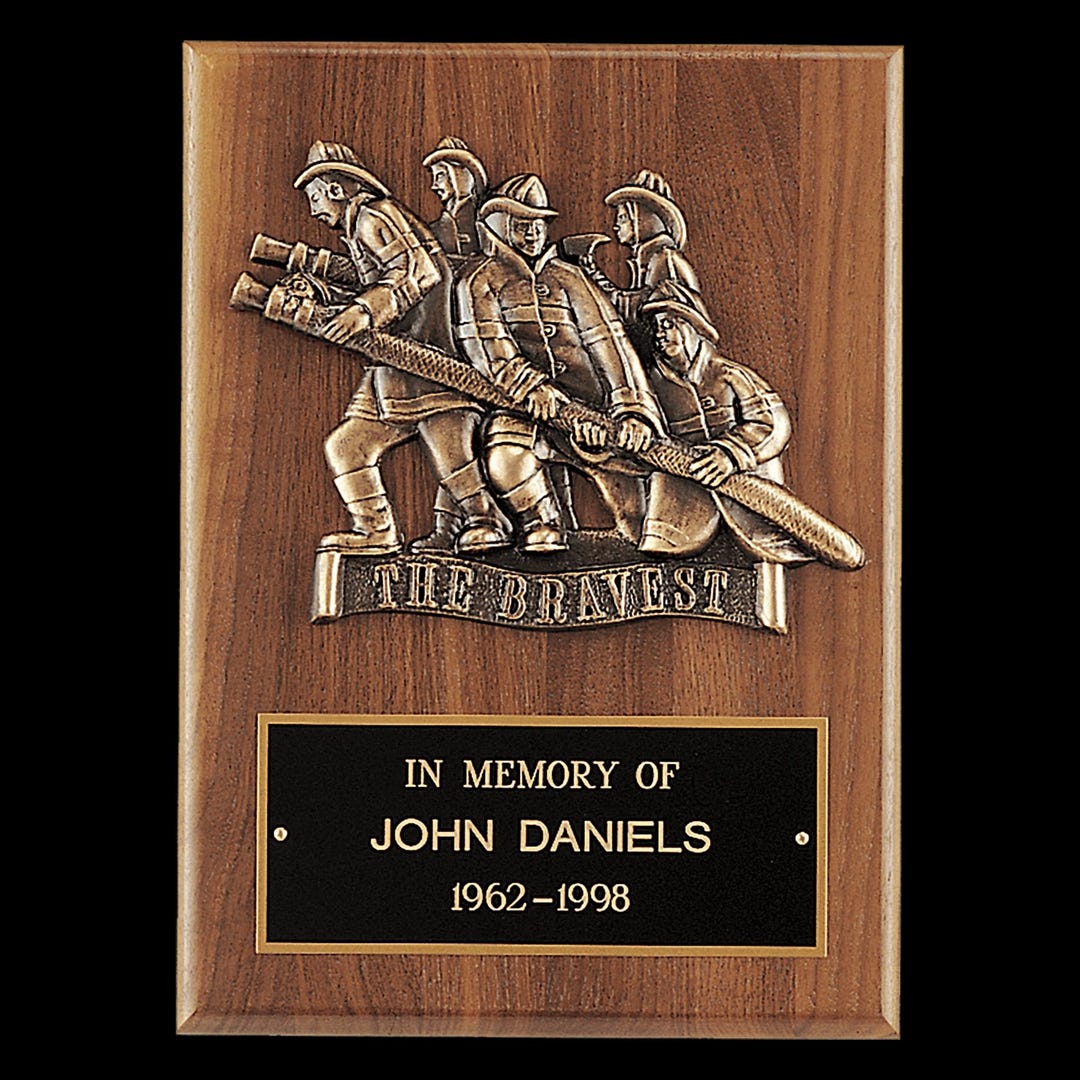 Custom Fire Fighter Award - Engraved Bronze Cast "the Bravest" Firemen ...