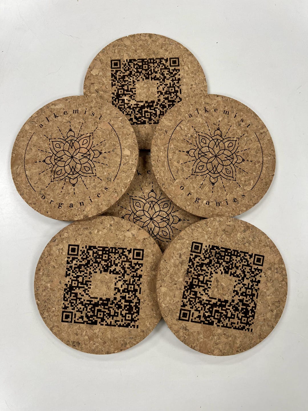Custom Engraved Cork Coasters With Logo and QR Code - Personalized ...
