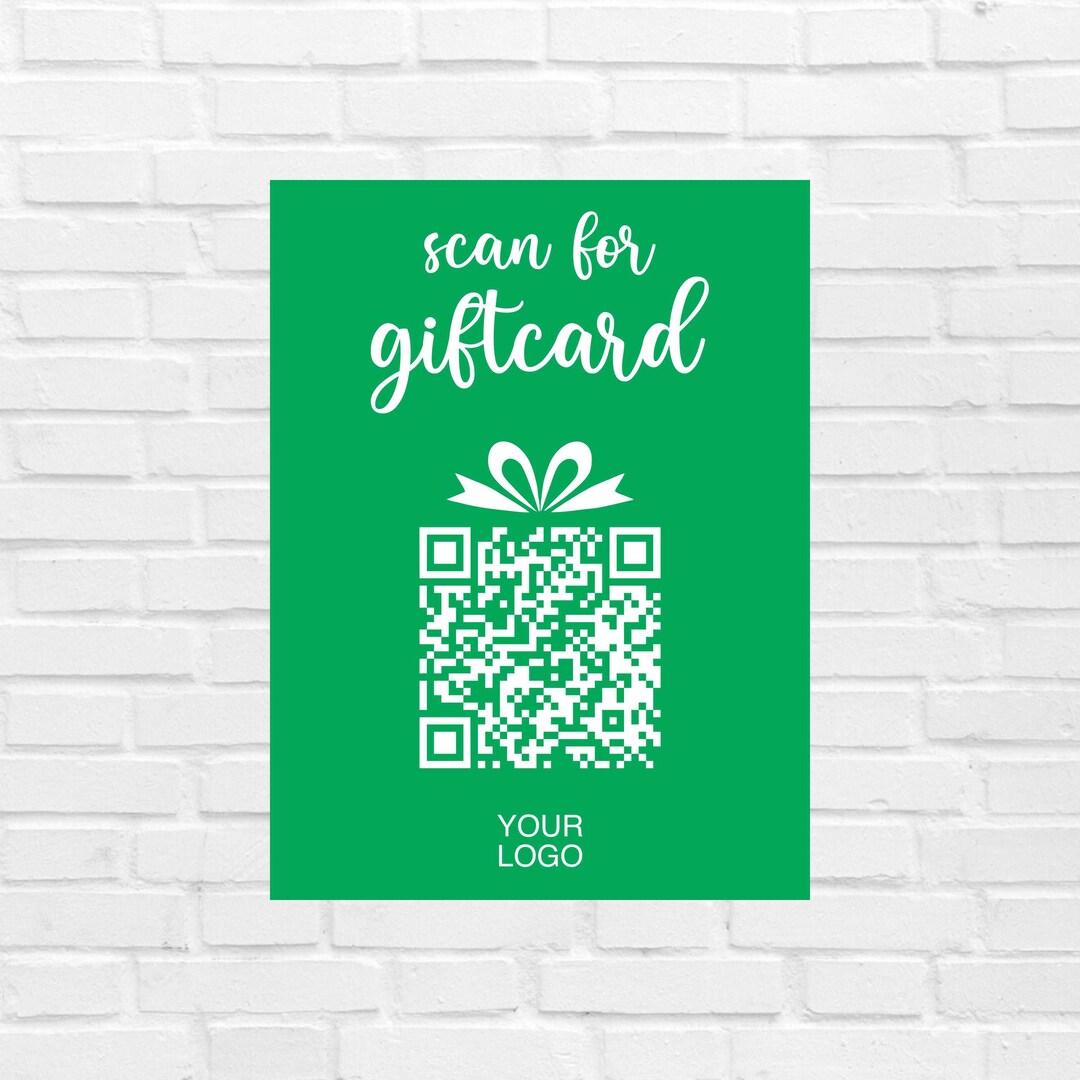 Custom "scan for Gift Card" QR Code Sign With Logo – Front Display for ...