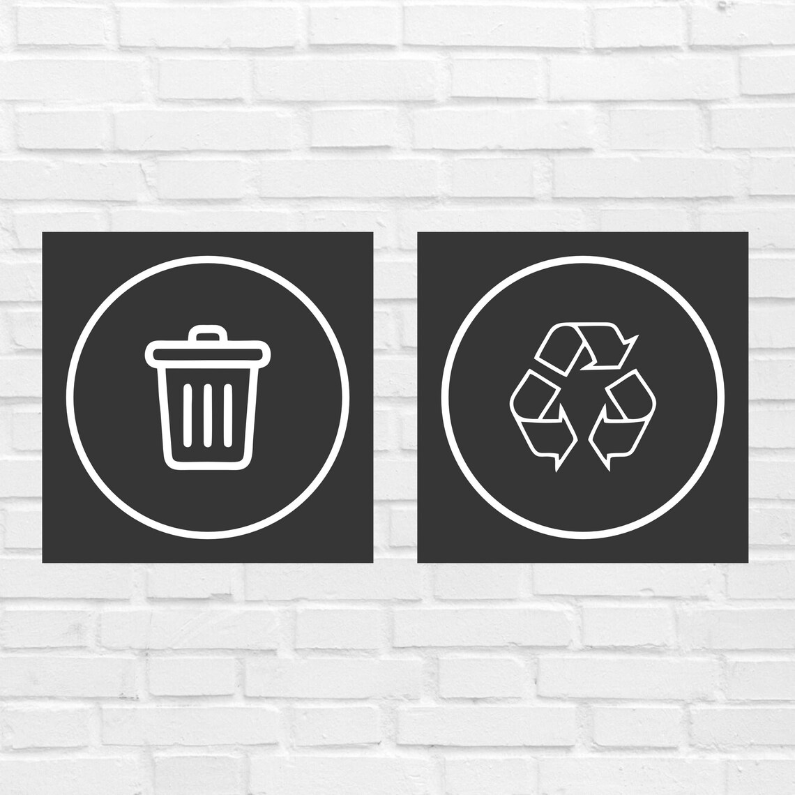 Trash and Recycling Symbol Sign Perfect for Restaurants or Cafes ...