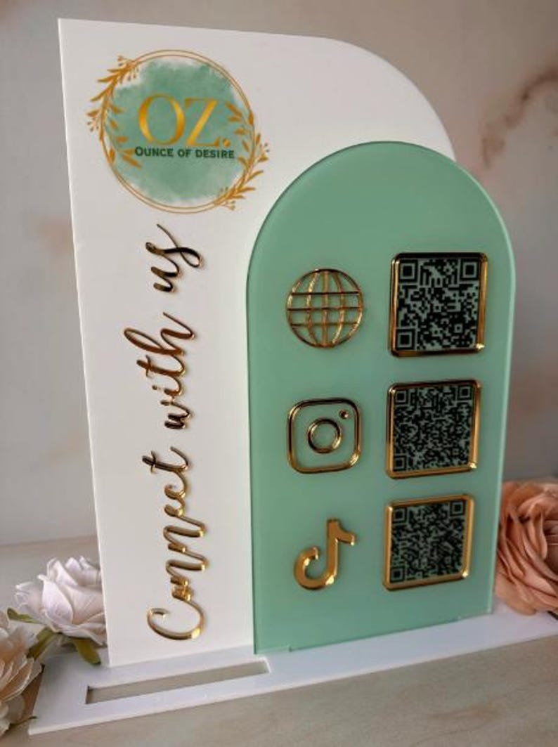 Custom Acrylic QR Code Sign, Business Card Holder, Popup Market Display ...