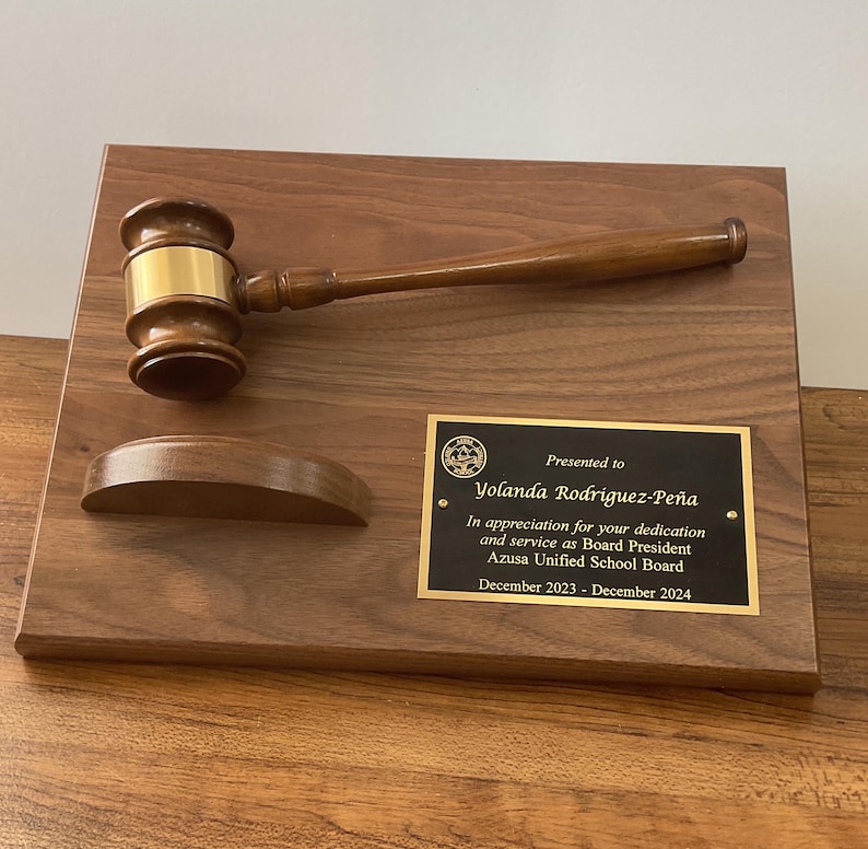 Walnut Gavel Plaque With Custom Engraving - Executive Gift for Judge ...