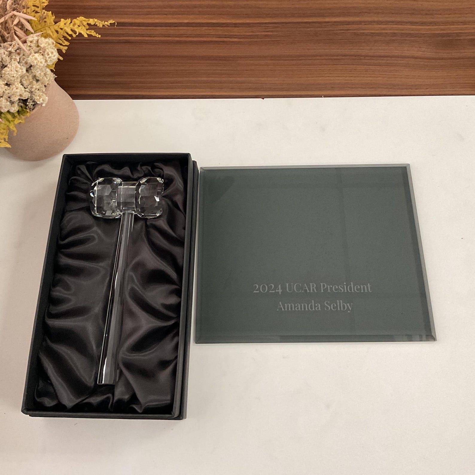 Custom Engraved Crystal Gavel Plaque Perfect Gift for Retired Judges ...