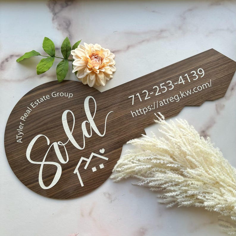 Round Custom Real Estate Sold Key Sign | Personalized Realtor | 'we ...