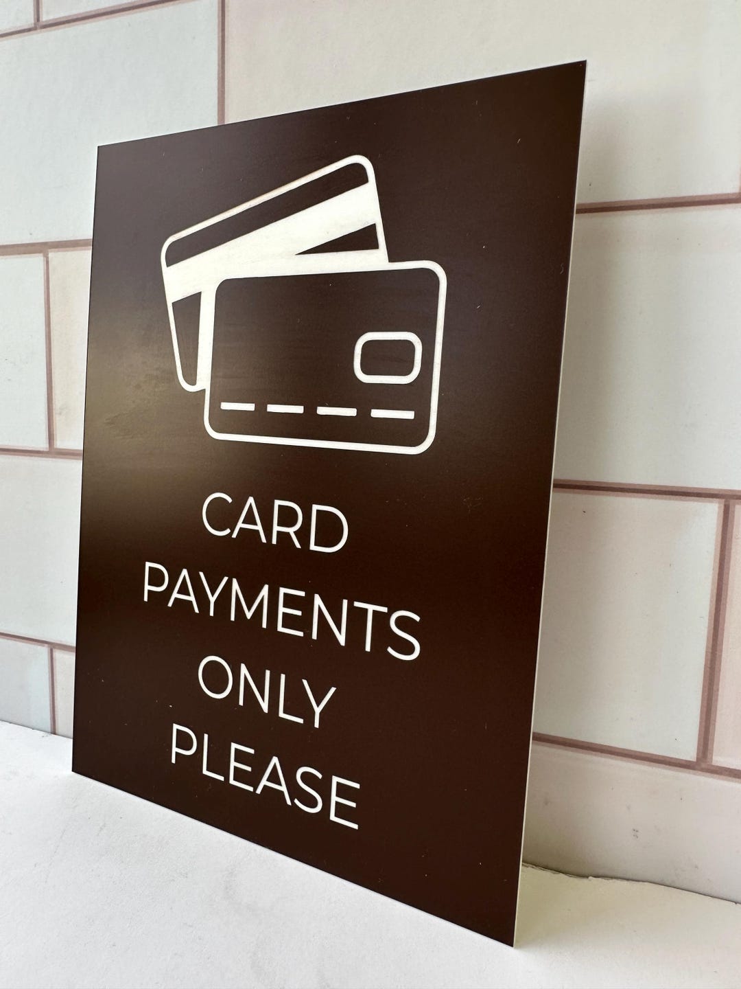 Card Payments Only Sign for Small Business - Modern Acrylic Display ...