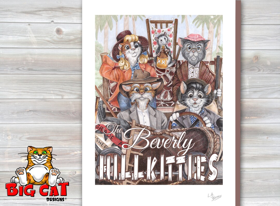 Cat Greeting Card BEVERLY HILLKITTIES Cats Playing Hillbillies 5x7 Size ...
