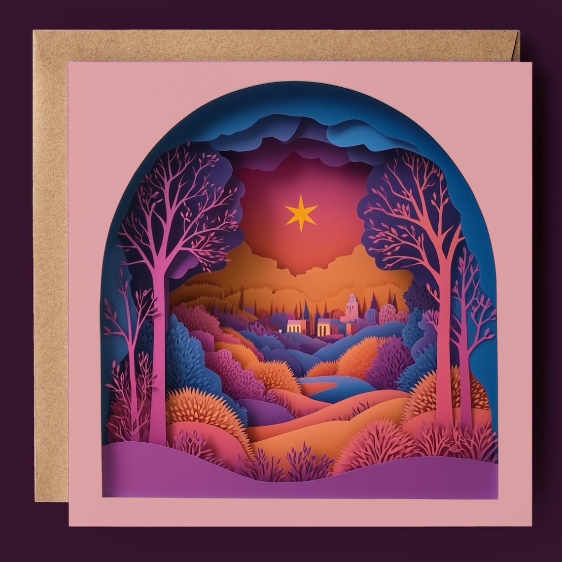 Bethlehem Star 2D Shadow Box Card, Magical 2D Print Greeting, Christmas ...